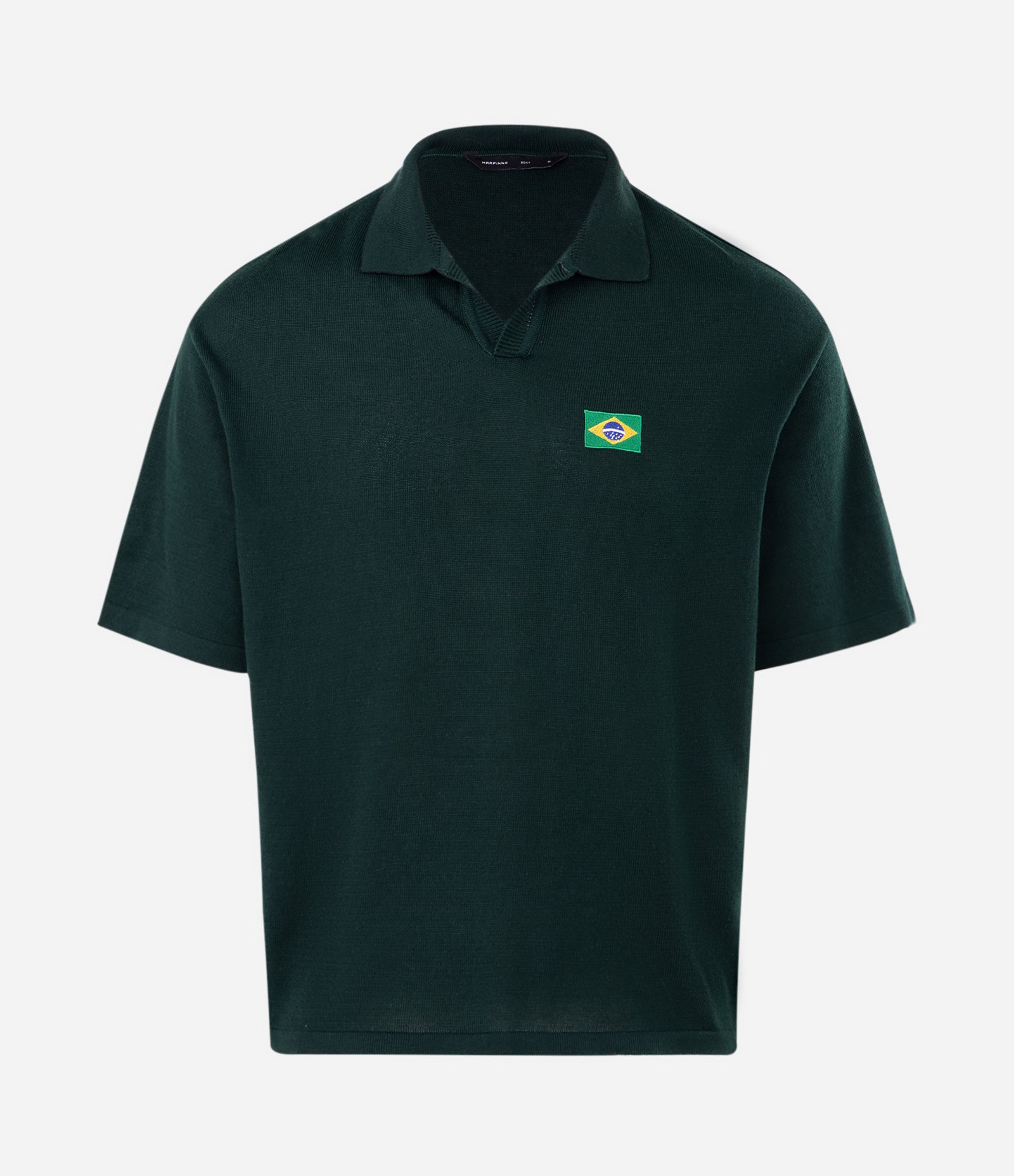Polo Boxy Texturizada com Patch Brasil Verde