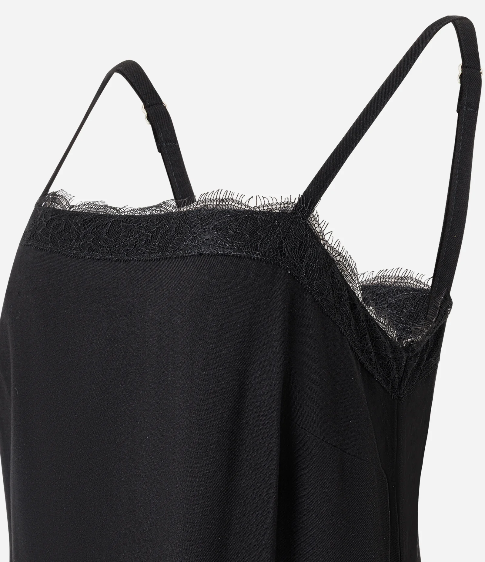 Blusa de Cupro com Renda Assimétrica Preto