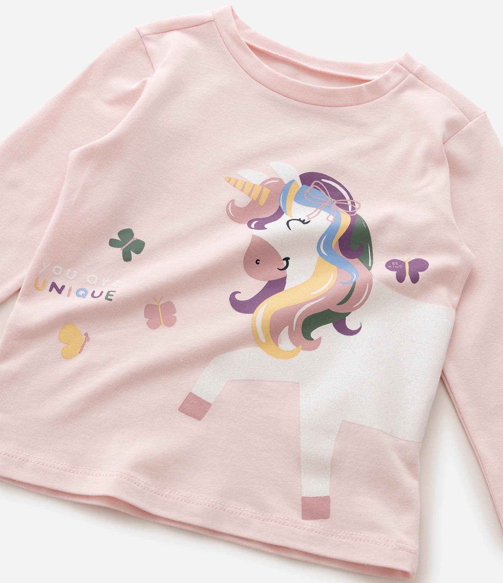 Camiseta Slim Infantil com Estampa Unicórnio com Glitter – Tam 1 a 6 ...