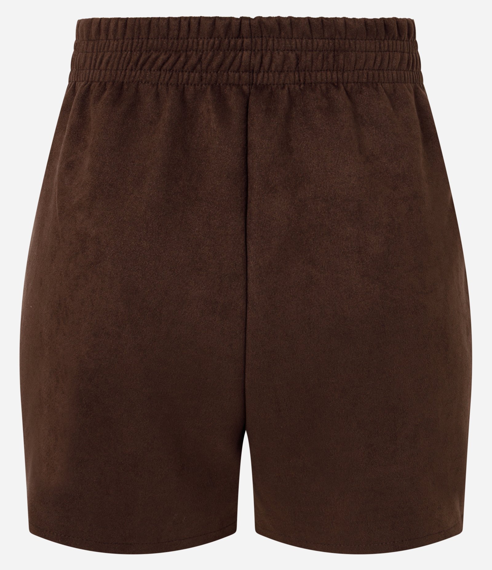Short Saia em Suede com Recorte Assimétrico e Fenda Marrom