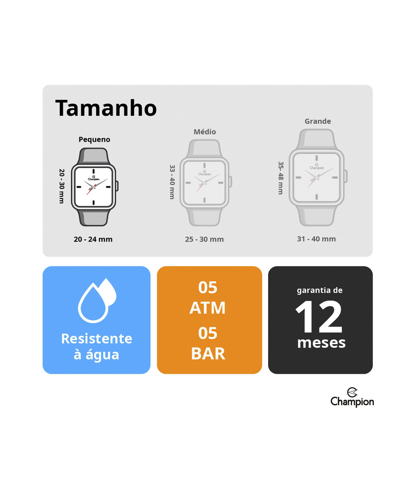 Kit Relógio Analógico Champion em Couro Ch24106W Preto