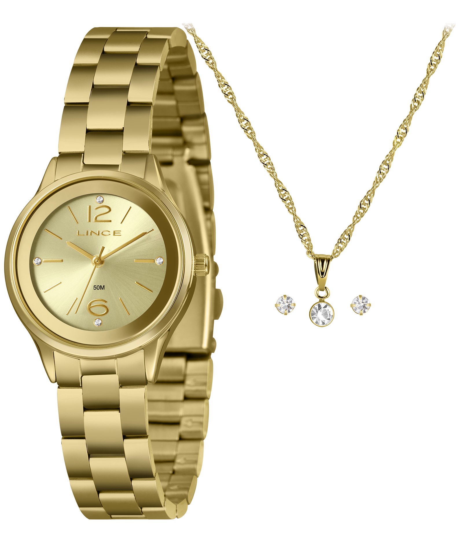 Relógio Analógico Lince em Aço Lrgh003L30Kafjc2Kx Dourado