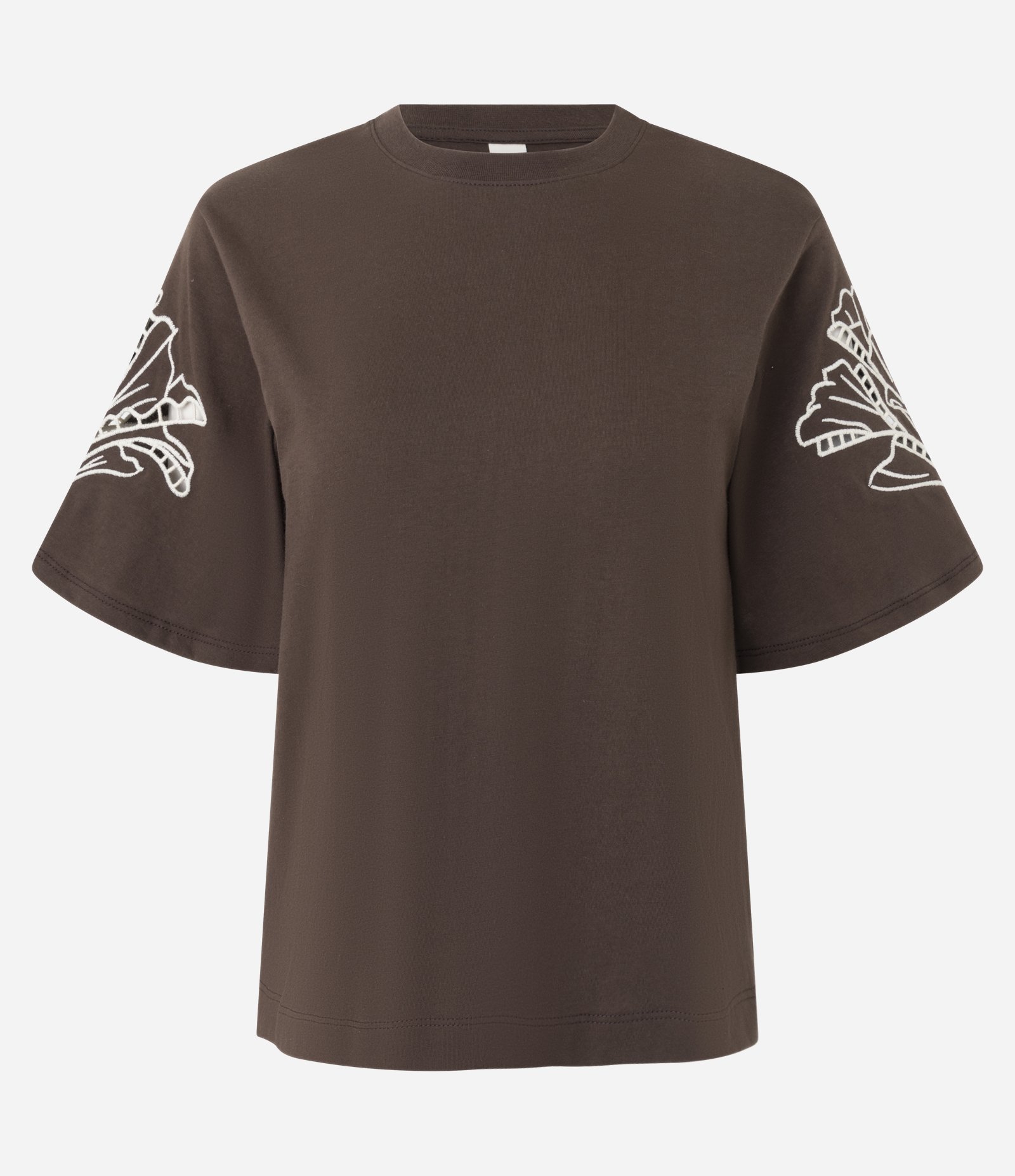 Blusa em Algodão com Bordado nas Mangas Marrom