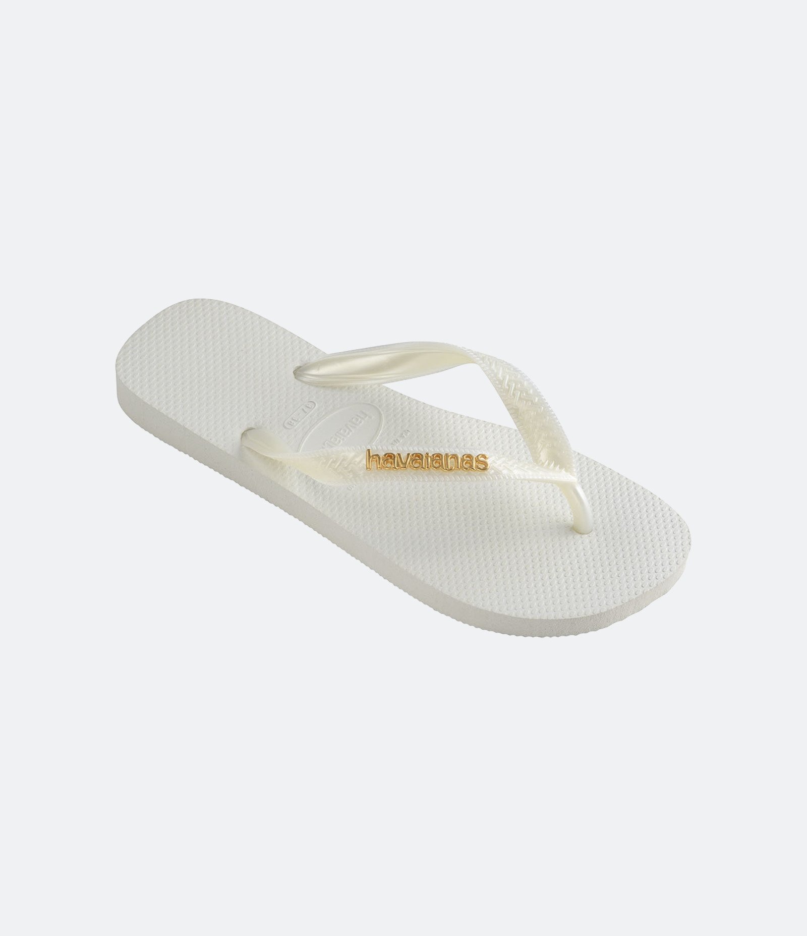 Chinelo Havaianas com Logo Metálica Branco