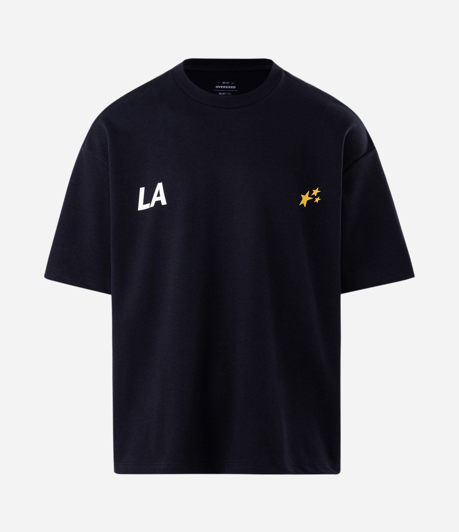 Camiseta Oversized em Algodão com Estampa Estrelas e Lettering Preto