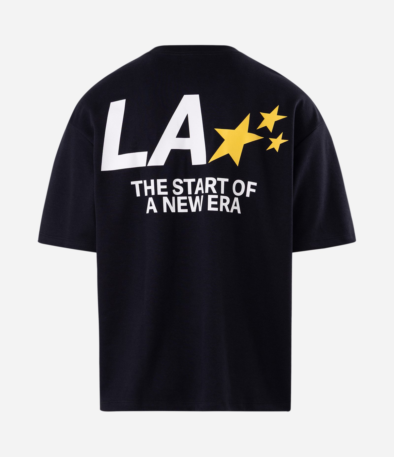 Camiseta Oversized em Algodão com Estampa Estrelas e Lettering Preto